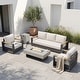 Outdoor Aluminum Patio Modern Conversation Sofa Set with Fire Pit Table ...