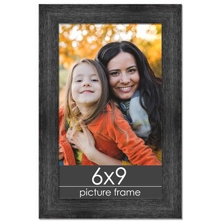 6x9 Distressed/Aged Black Wood Picture Frame - UV Acrylic, Foam Board ...