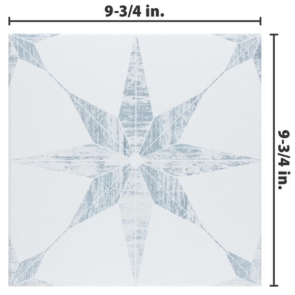 Merola Tile Cassis Stella White 9-3/4" x 9-3/4" Porcelain Floor and ...