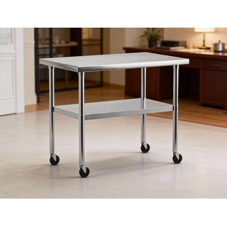 Heavy Duty Stainless Steel Work Table, with Wheels and Adjustable ...