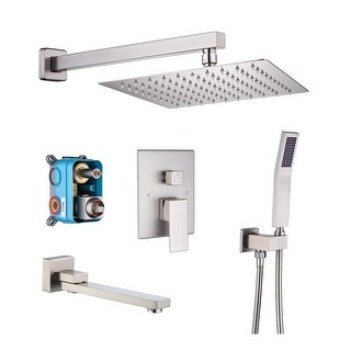Rainlex Brush Nickel Wall-Mounted Three Functions Tub Shower System - Bed Bath & Beyond - 37541786