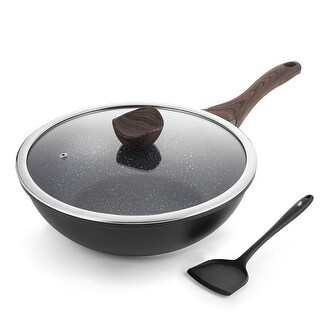 Nonstick Wok with Lid, 12 Inch Woks & Stir-fry Pans, Granite Stone ...