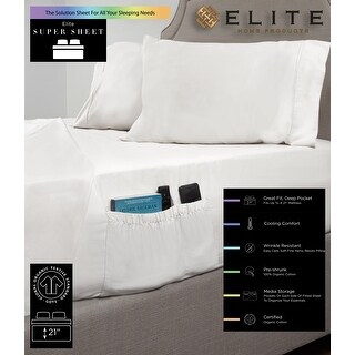 Elite Home Products 310 Thread Count Organic Cotton Super Sheet Set ...