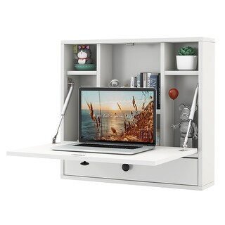 30-inch White Wall Mounted Desk - Bed Bath & Beyond - 33524782