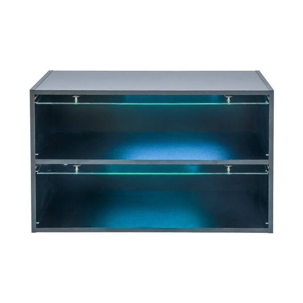 Black Shoe Box w/ RGB Led Light Shoe Storage Cabinet w/ Flip Glass Door ...