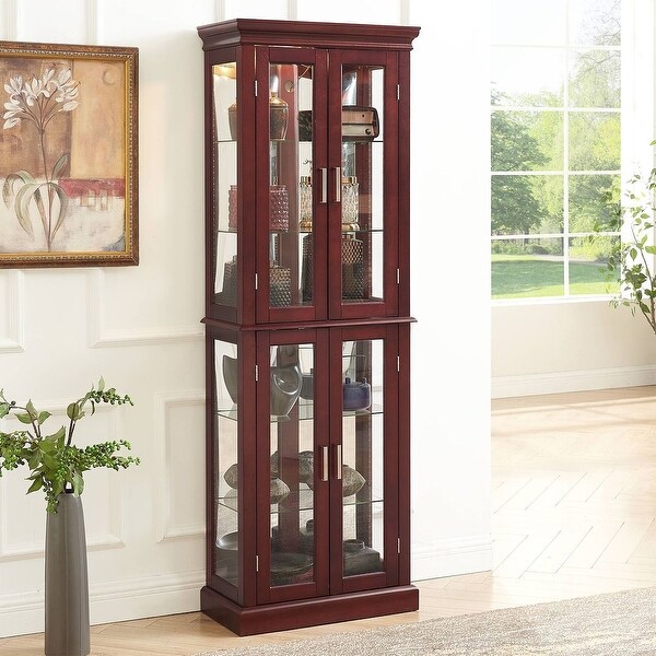 Lighted Curio Display Cabinet Adjustable Shelves Mirrored Back Tempered Glass Doors 6 Tier On Sale Bed Bath Beyond 40937650