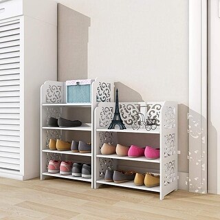 HELLO LAURA 3 Tiers Multipurpose Shoe Rack & Book Shelf White - Bed ...