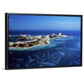 "Mexico, Quintana Roo, Cancun, aerial view of hotels and beaches" Black ...