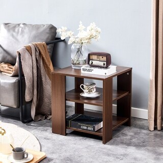 ARTCHIRLY Square side table,simple style design,3-tier end table,wood ...