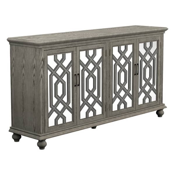 Decorative Lattice Overlay Design 4-door Accent Buffet Cabinet - Bed ...