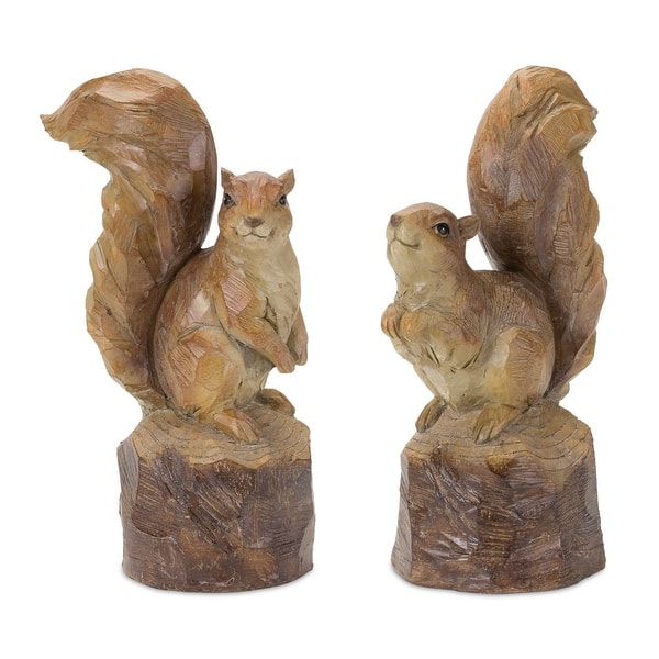 Perched Squirrel on Tree Stump Figurine (Set of 2) - Bed Bath & Beyond ...