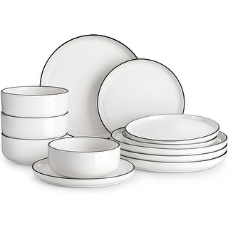 Modern White Porcelain Dinnerware Set - Bed Bath & Beyond - 42611001