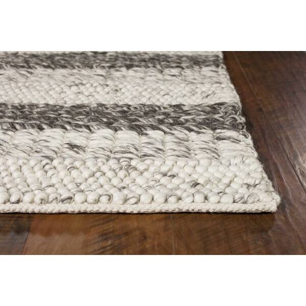 8'x10' Grey White Hand Woven Knobby Stripes Indoor Area Rug - 3'6 ...
