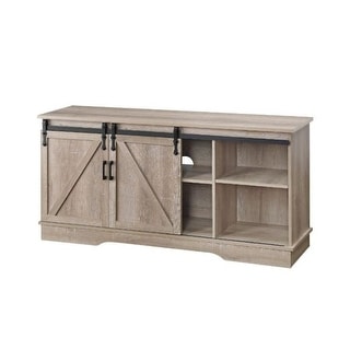 Rustic Cottage-Style TV Stand with Sliding Barn Doors and Cable ...
