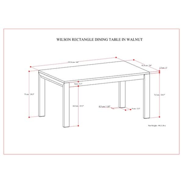 WyndenHall Saige 60x36 inch Rectangle Transitional Dining Table - 36"D ...