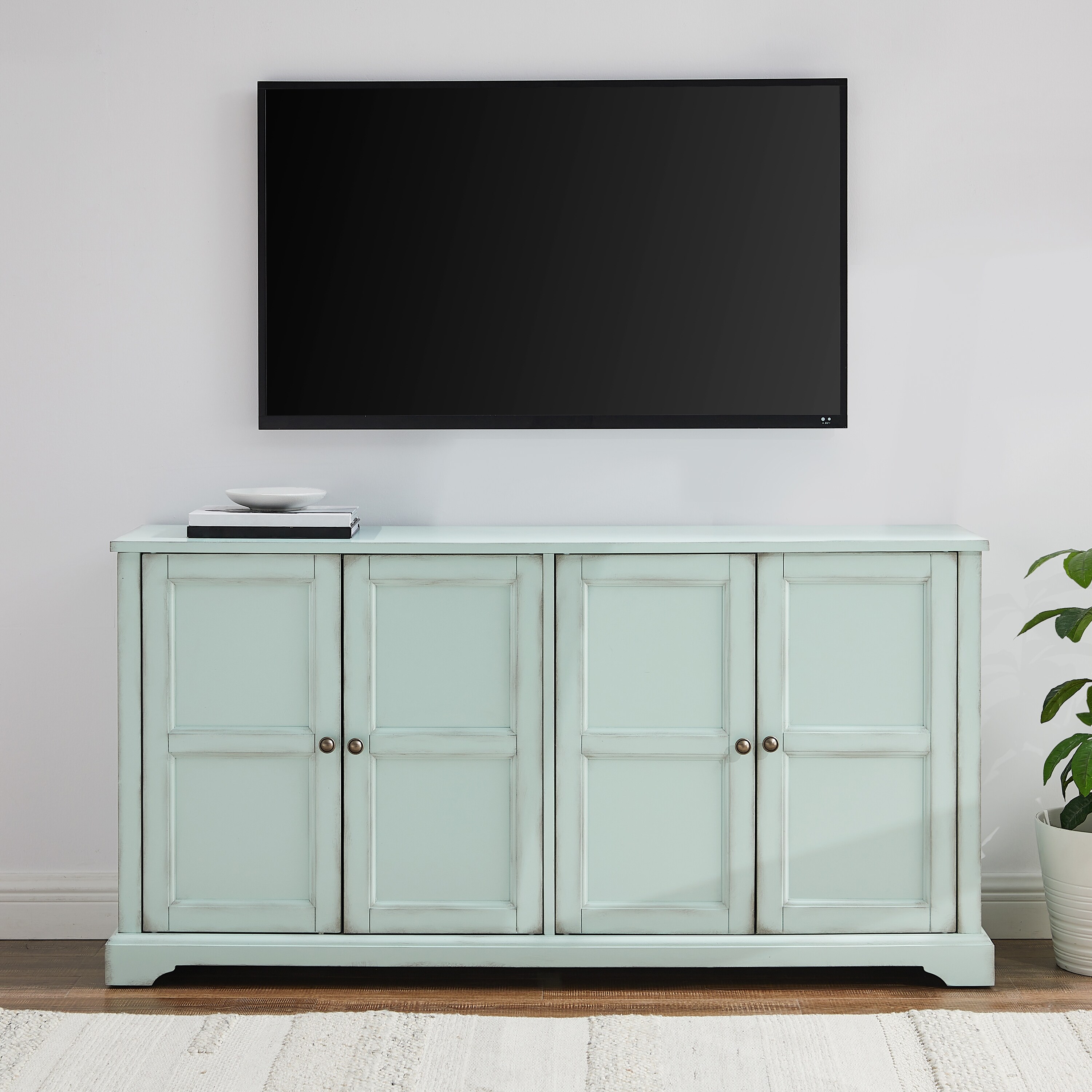 Crosley Holbrook Distressed Seafoam Blue Sideboard