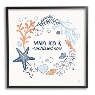 Stupell Sandy Toes Sunkissed Nose Phrase Framed Giclee Texturized Wall ...
