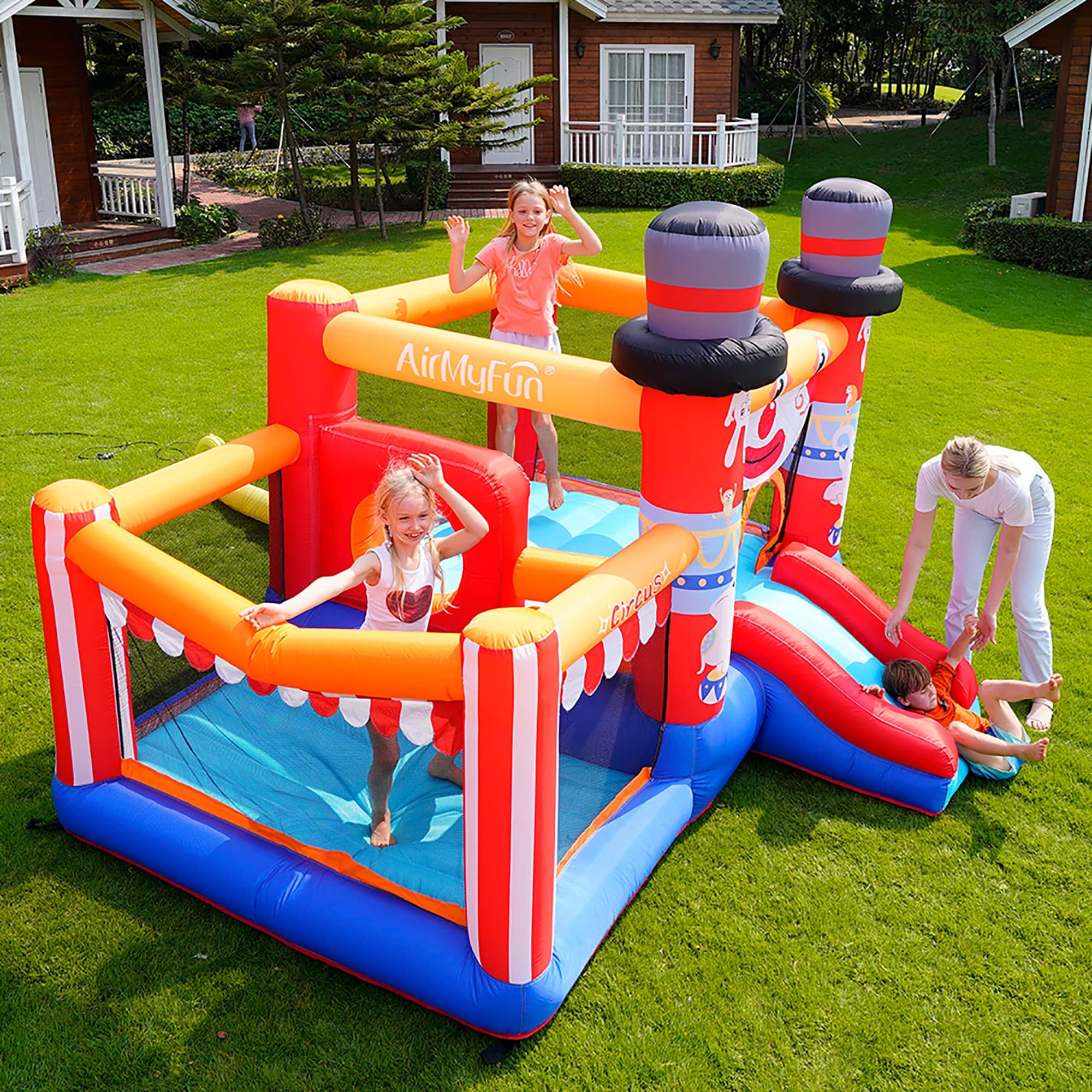 Inflatable Bounce House with Slide and Blower - Cute Clown Theme - Bed ...
