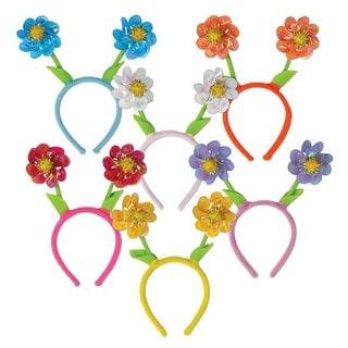 Club Pack of 12 Multi-Colored Flower Pinwheel Bopper Headband Costume ...