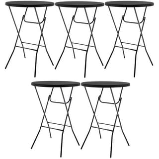 BTEXPERT Black 2.63 Foot Round Plastic Bar Height Folding table For ...
