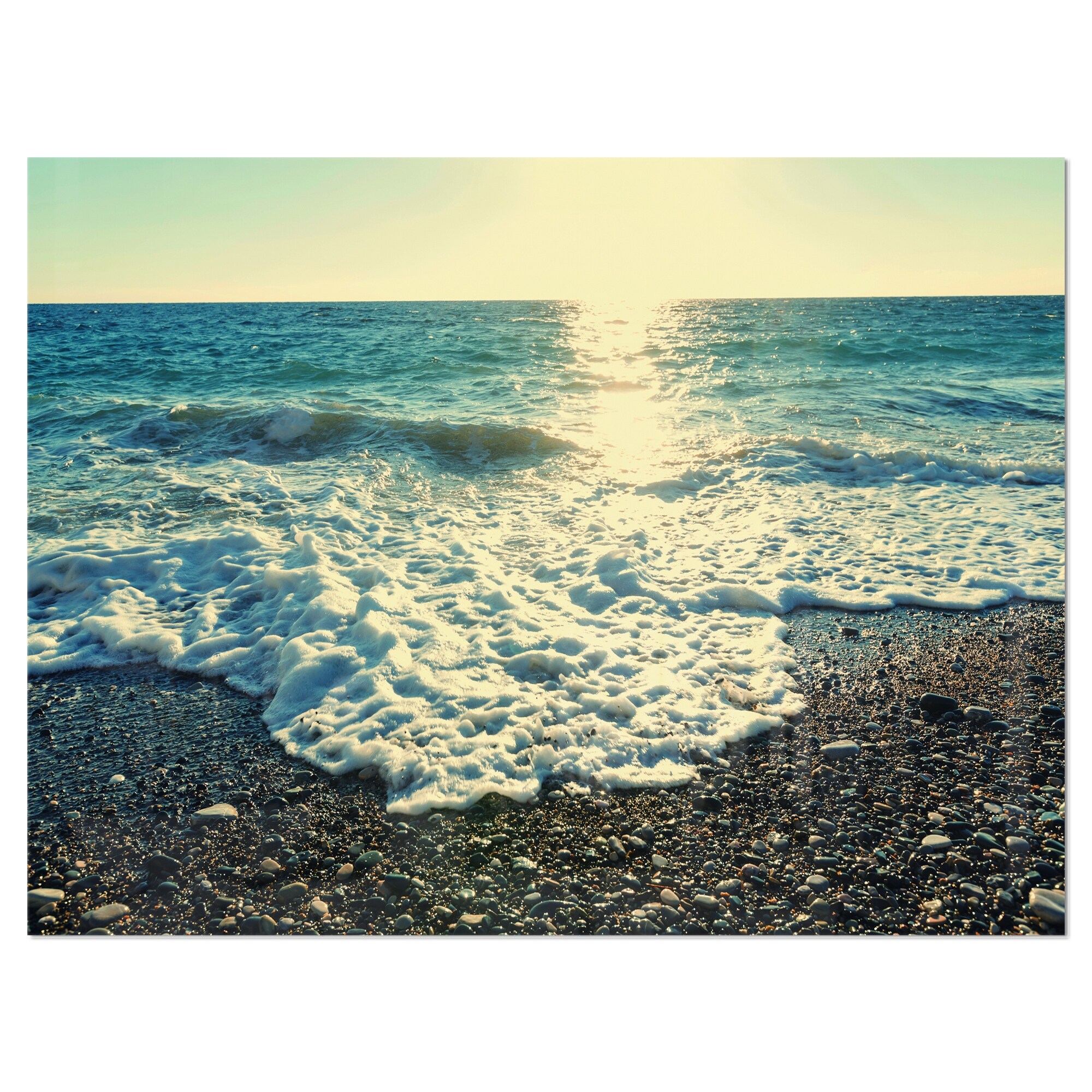 Window Open to Blue Wavy Ocean - Extra Large Seashore Glossy Metal Wall ...