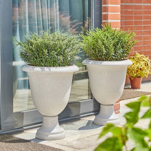 Glitzhome Modern Oversized Eco-Friendly PE Faux Terrazzo Urn Planter ...