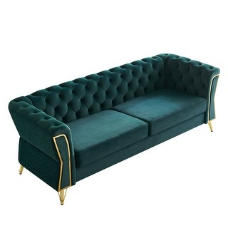 Flared Arms Loveseat Sofa Diamond Shape Green Accent Reclining Settee ...