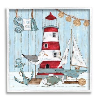 Stupell Rustic Maritime Still Life Framed Giclee Art Design by Emma ...