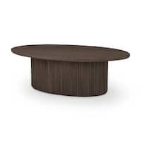 Terra 48L x 28W x 15H Dark Brown Wood Oval Fluted Coffee Table - Bed ...