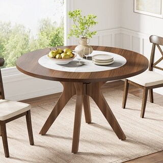 Round Dining Table Wood Circle Dinner Table for Kitchen Dining Room ...