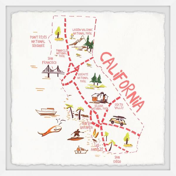 'California Illustrated Map' Framed Painting Print - Bed Bath & Beyond ...