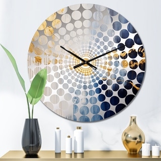Designart "Waves Of Joy Minimal Nova Blue And Gold III" Gold Abstract ...