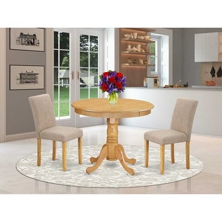 French Country Dinette Set - 3 Piece Table & Chair Set - Linen Fabric ...