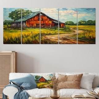 Designart - Rustic Farmhouse Green Country Road - Farmhouse Canvas Set ...