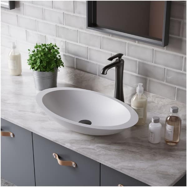 Karran USA QM160 Quattro Matte 23" Oval Acrylic Vessel Bathroom Sink ...