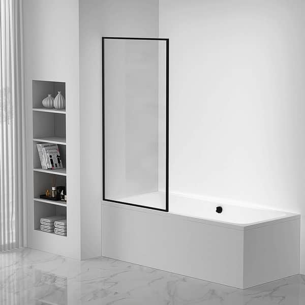 Full Frame Fixed Tub Clear Tempered Shower Glass Panel - Bed Bath ...
