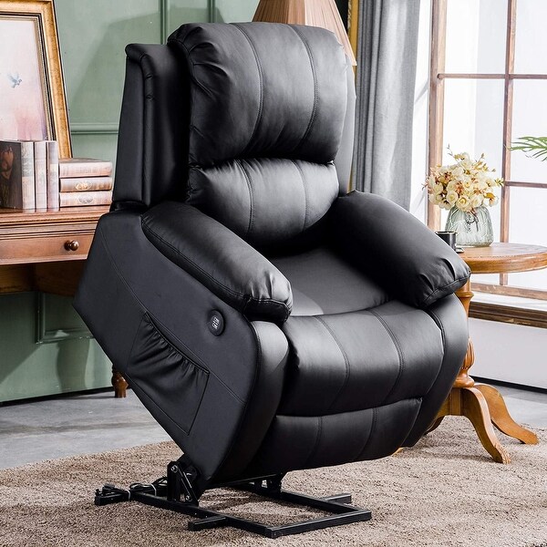 MCombo Small Sized Power Lift Recliner Chair with Massage and Heat USB Ports Faux Leather 7409 On Sale Bed Bath Beyond 34440038
