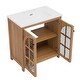 30'' Rustic Bathroom Vanity with Ceramic Sink, Faux Aged Finish, Soft ...