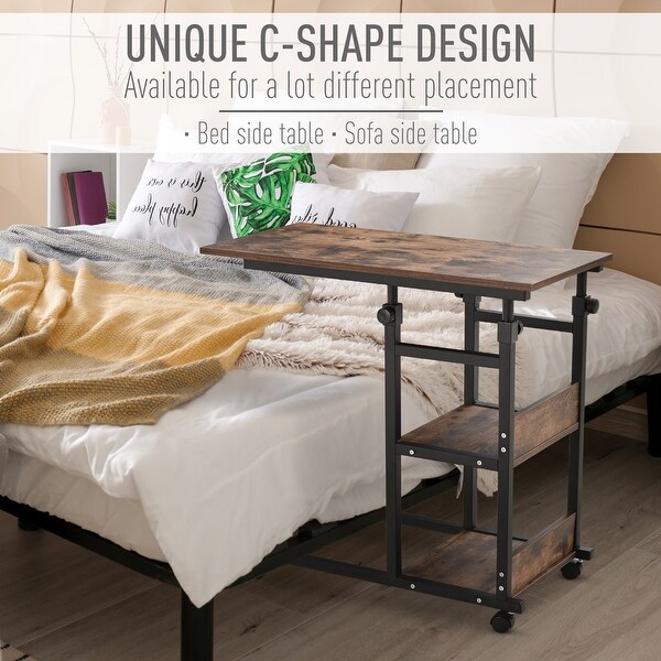 Adjustable rolling side table store