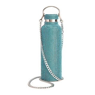 Diamond Bling Water Bottle With Lid And Carrying Strap, Stainless Steel ...