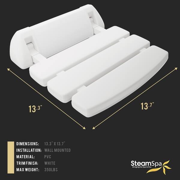 SteamSpa Fold-Up Wall Mounted Plastic Shower Seat - Bed Bath & Beyond ...