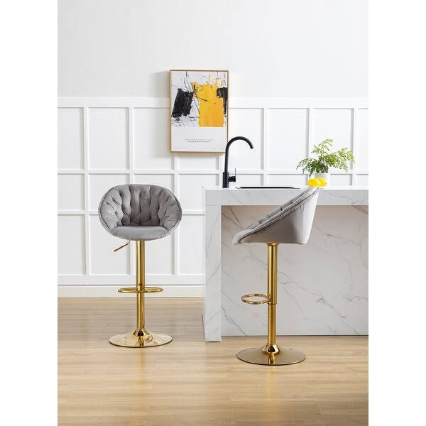 2 Pc Swivel Bar Stools Ergonomic Adjustable Dining Chair with Footrest ...