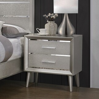 Ramon 2-drawer Nightstand Metallic Sterling - Metallic Sterling - Bed ...