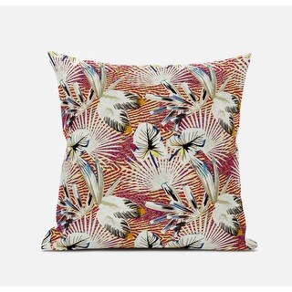 20" White Red Tropical Suede Throw Pillow - Bed Bath & Beyond - 39556464