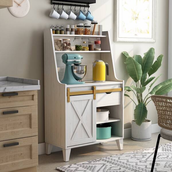 DH BASIC Farmhouse White Oak 6-Shelf Baker's Rack by Denhour - Bed Bath ...