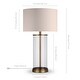 Reeves Cylindrical Clear Glass & Antique Brass Table Lamp with Linen ...