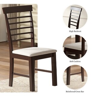 2 Pcs Retro Dining Chair, Rubber Wood Upholstered Dining Chair with ...