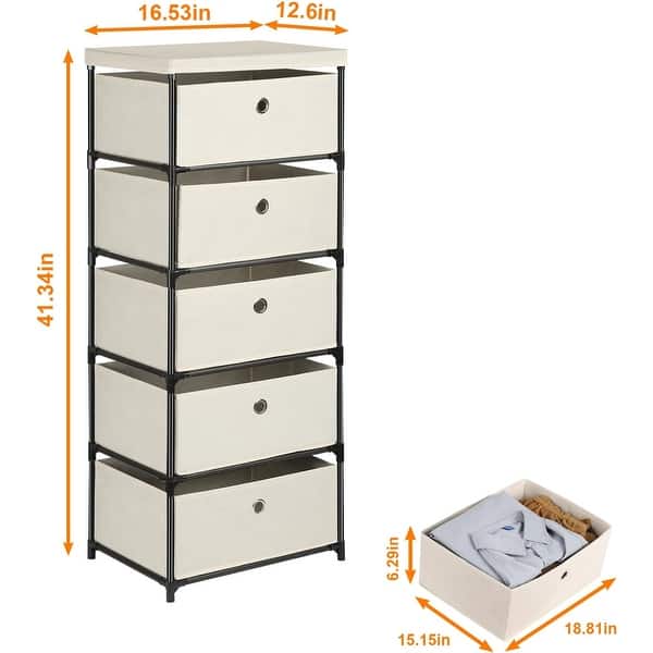 Tall Fabric Drawer Tower with 5 Drawers - Bed Bath & Beyond - 40045366