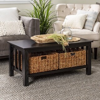 Traditional Storage Coffee Table with Bins, Black - Bed Bath & Beyond ...