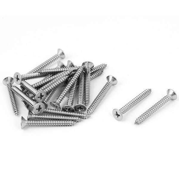 M4.2 x 35mm Phillips Flat Head Self Tapping Screw Silver Tone 25 Pcs ...